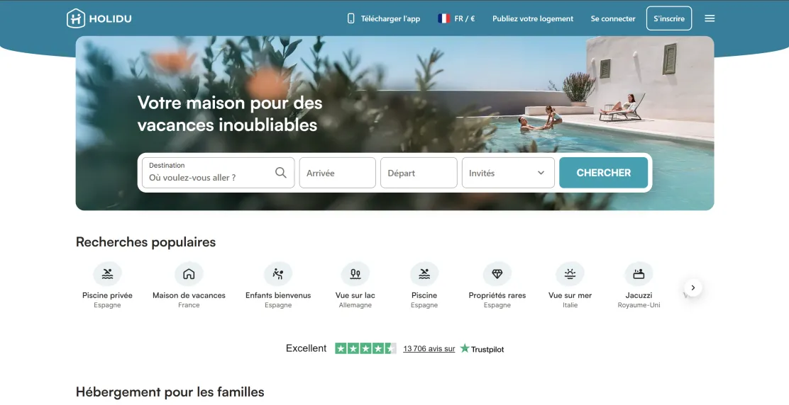 Dashboard of Holidu