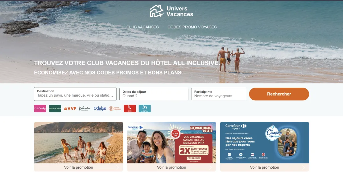 Dashboard of univers vacances