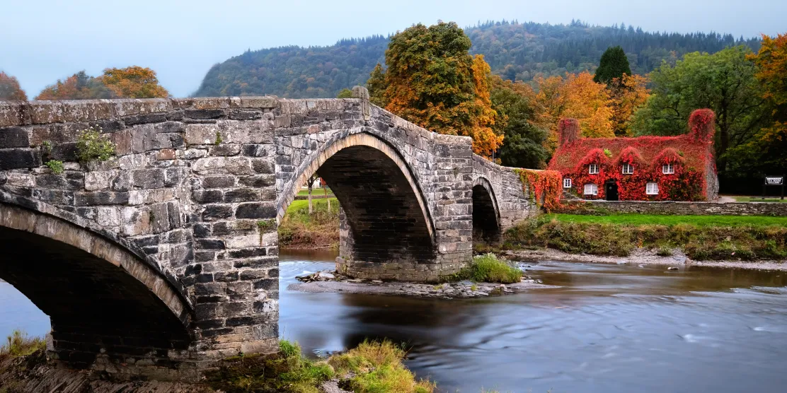 Stone bridge in Snowdonia National Park in Wales