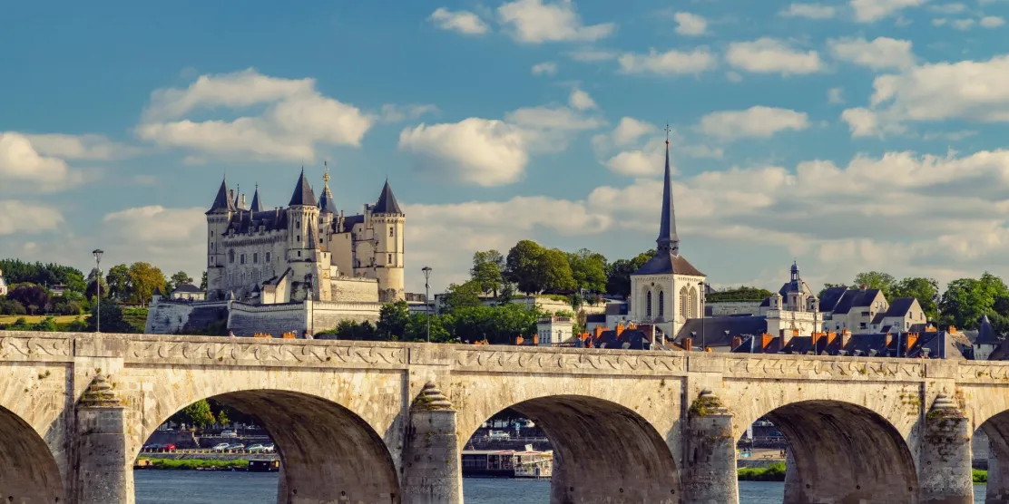 Château de Saumur overlooking the Loire River and the town of Saumur in France