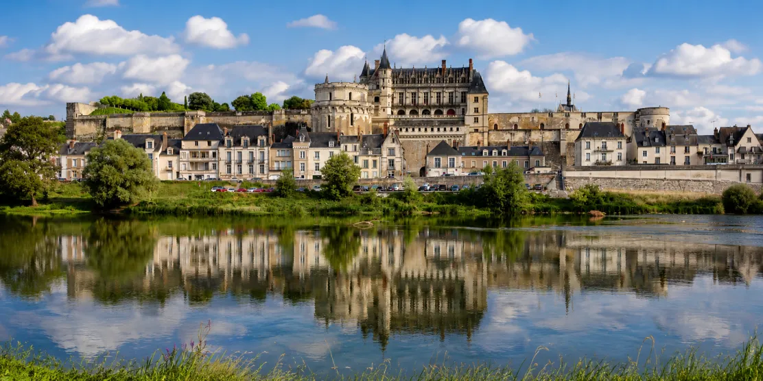 Château d’Amboise overlooking the Loire River and town of Amboise in France