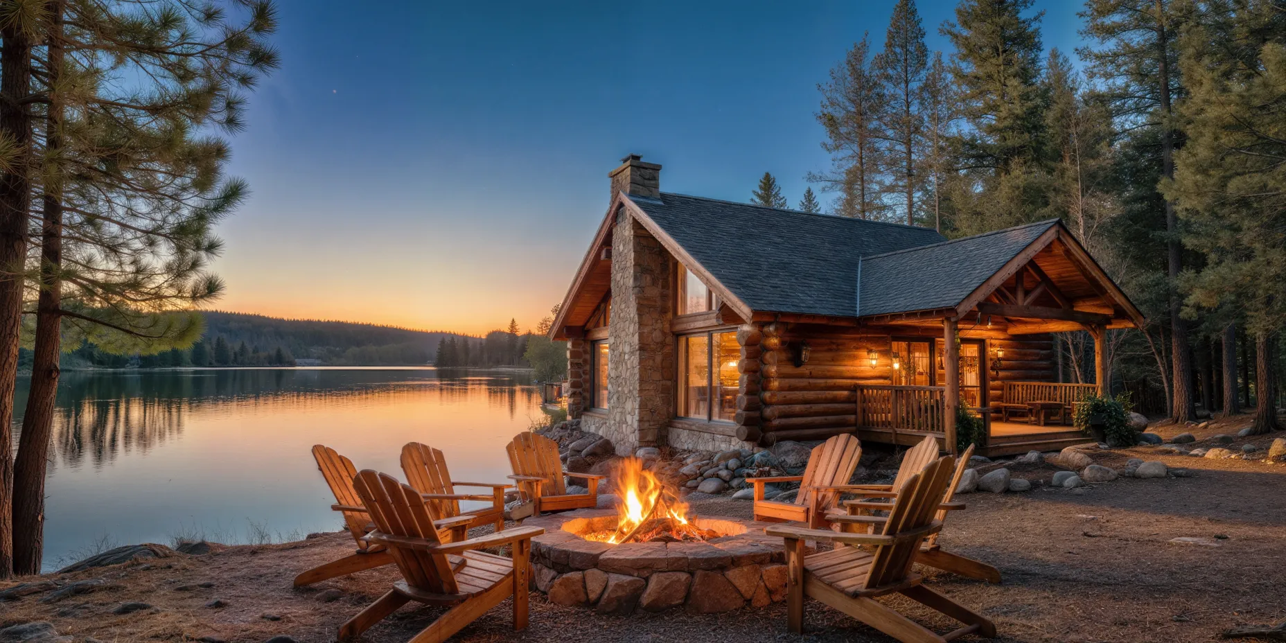 Image showing a house by the lake