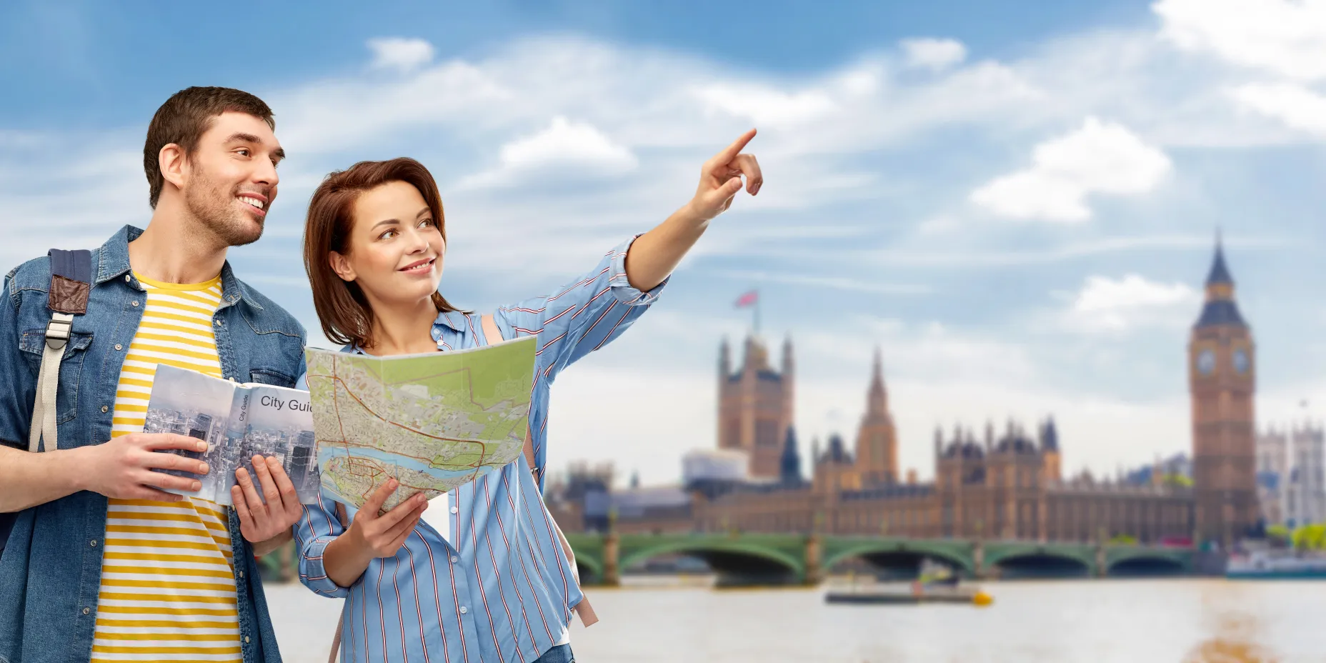 Tourists in London with Big Ben in the background